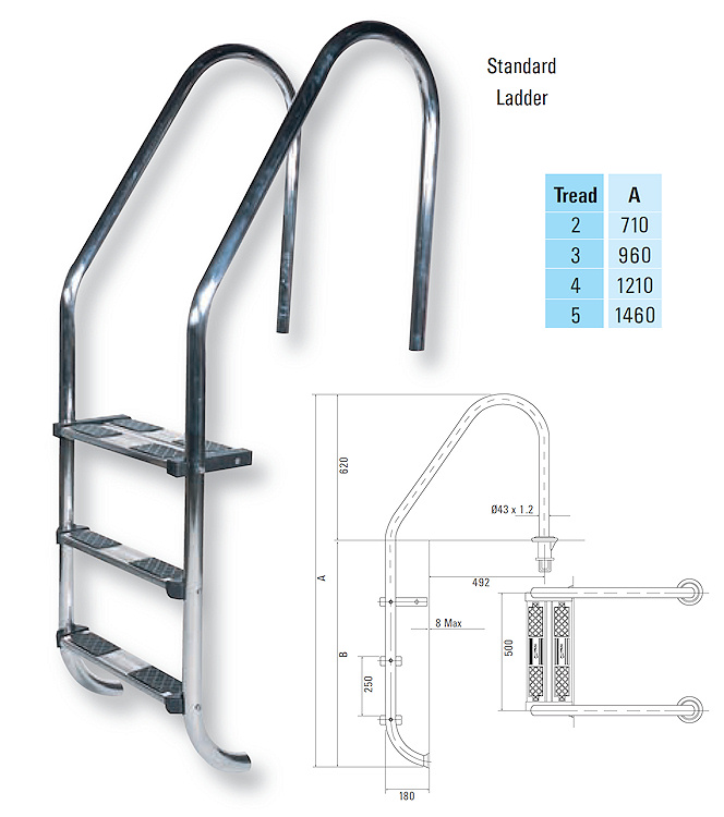 Certikin Stainless Steel Standard Ladders - Pool Ladders