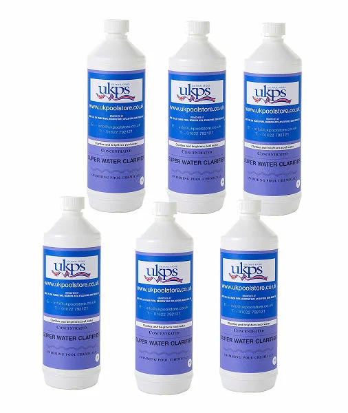 Swimming Pool Super Water Clarifier - UKPS 6 x 1litre - UK Pool Store